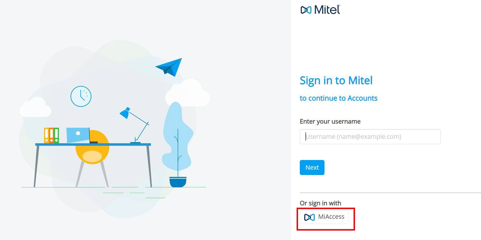 Inicie sesión en Mitel Administration